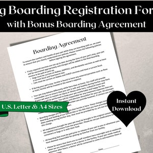 Dog Boarding Registration Forms, Printable, US Letter & A4 Sizes ...