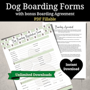 Dog Boarding Registration Form With Agreement (fillable PDF) - Etsy