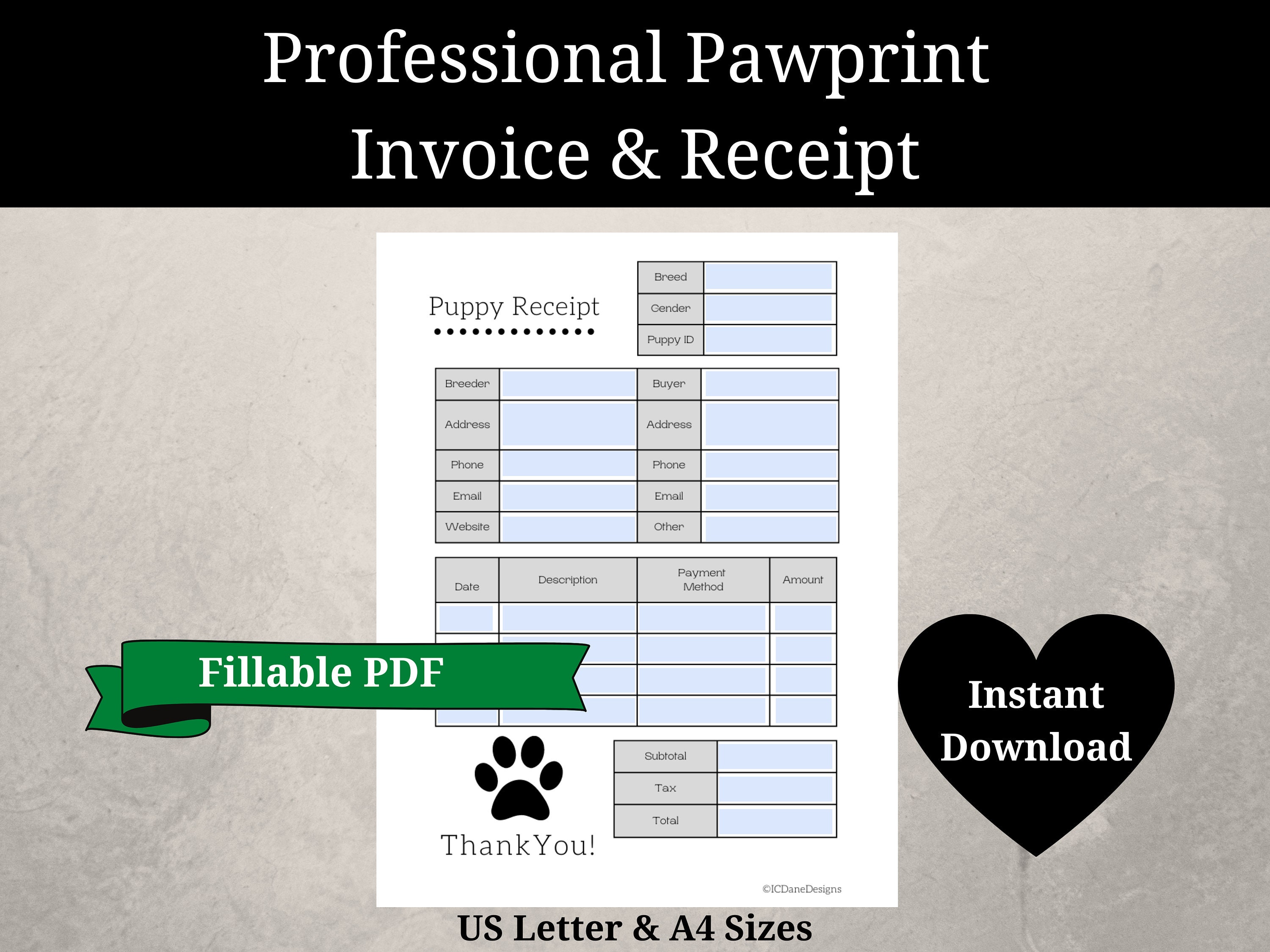 Dog Breeding Invoice and Receipt | Dog Business Invoice and Receipt ...