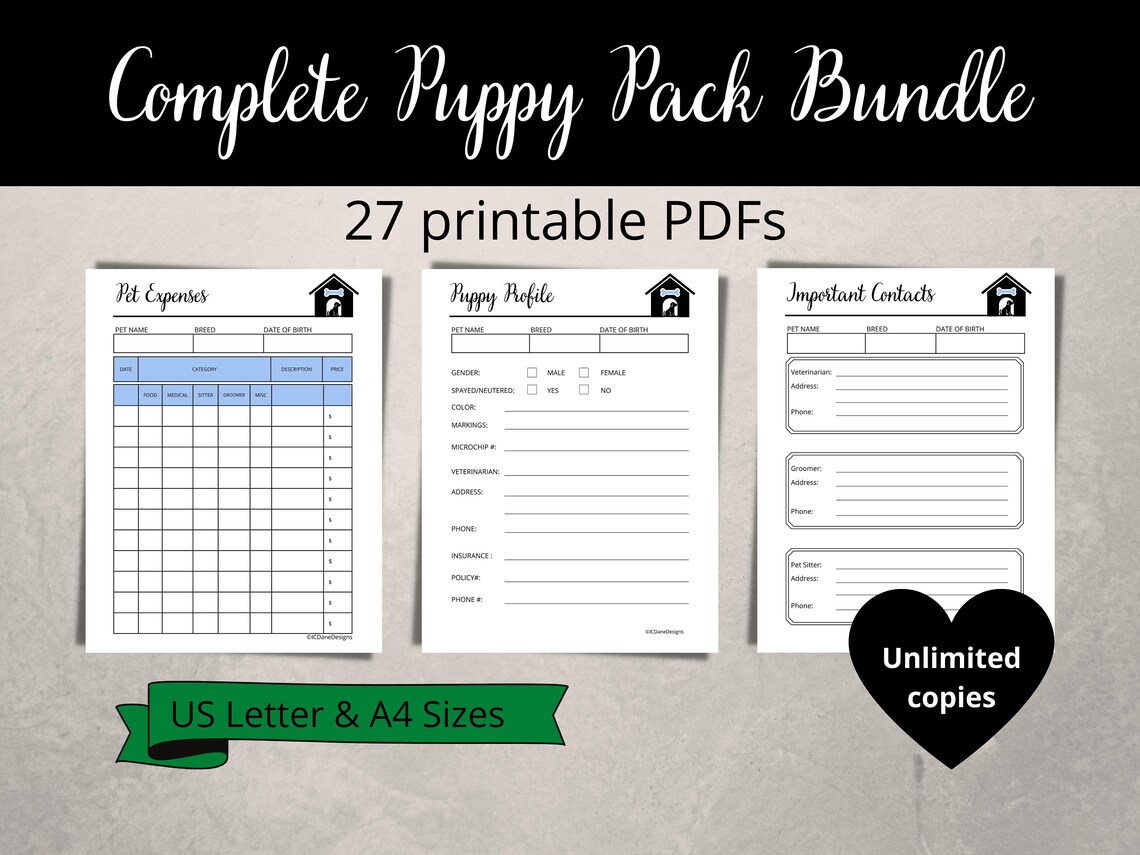 Complete Puppy Planner for Puppy and Dog Owners Pet Care Binder for New ...