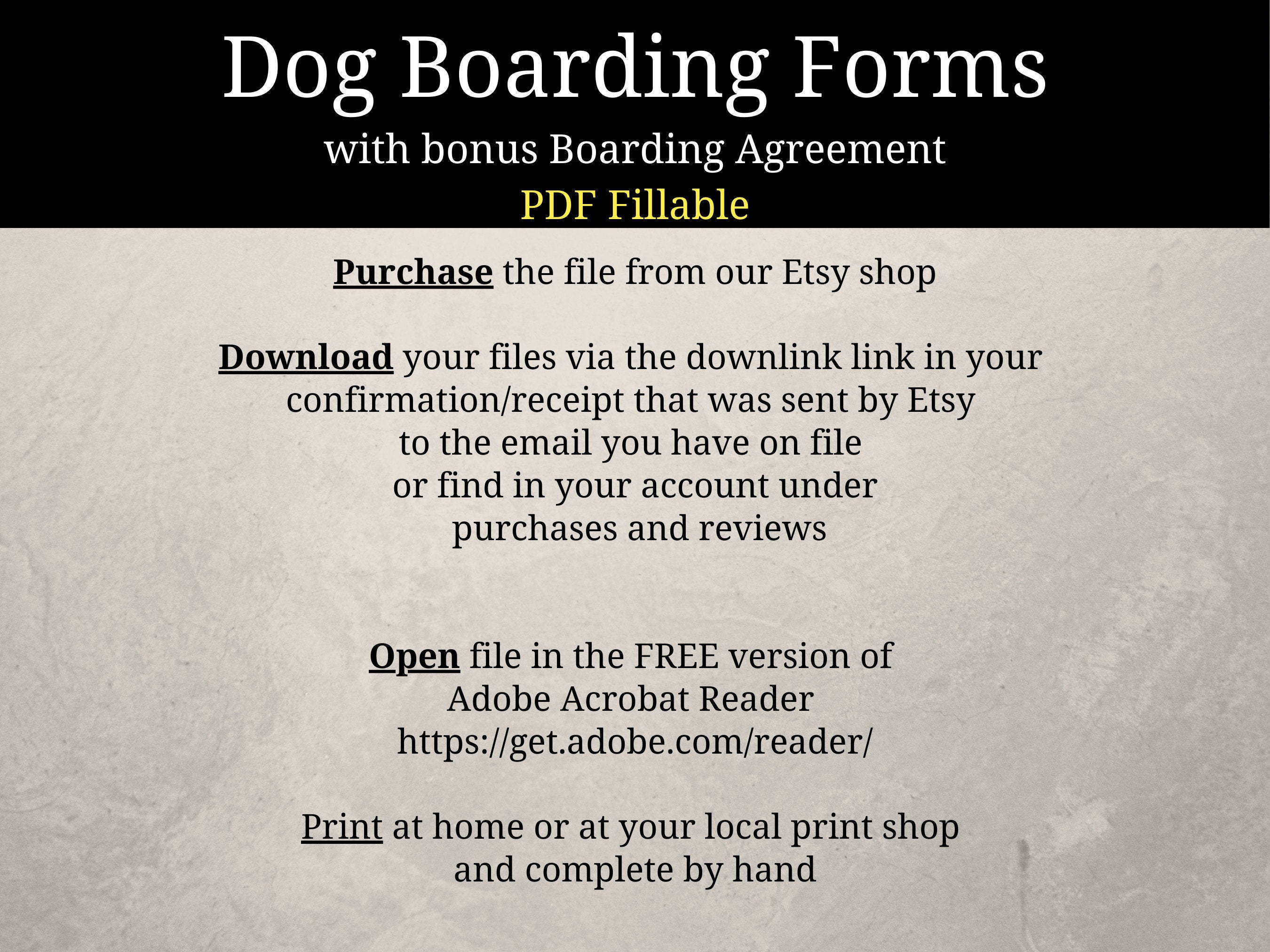 Dog Boarding Registration Form With Agreement (fillable PDF) - Etsy