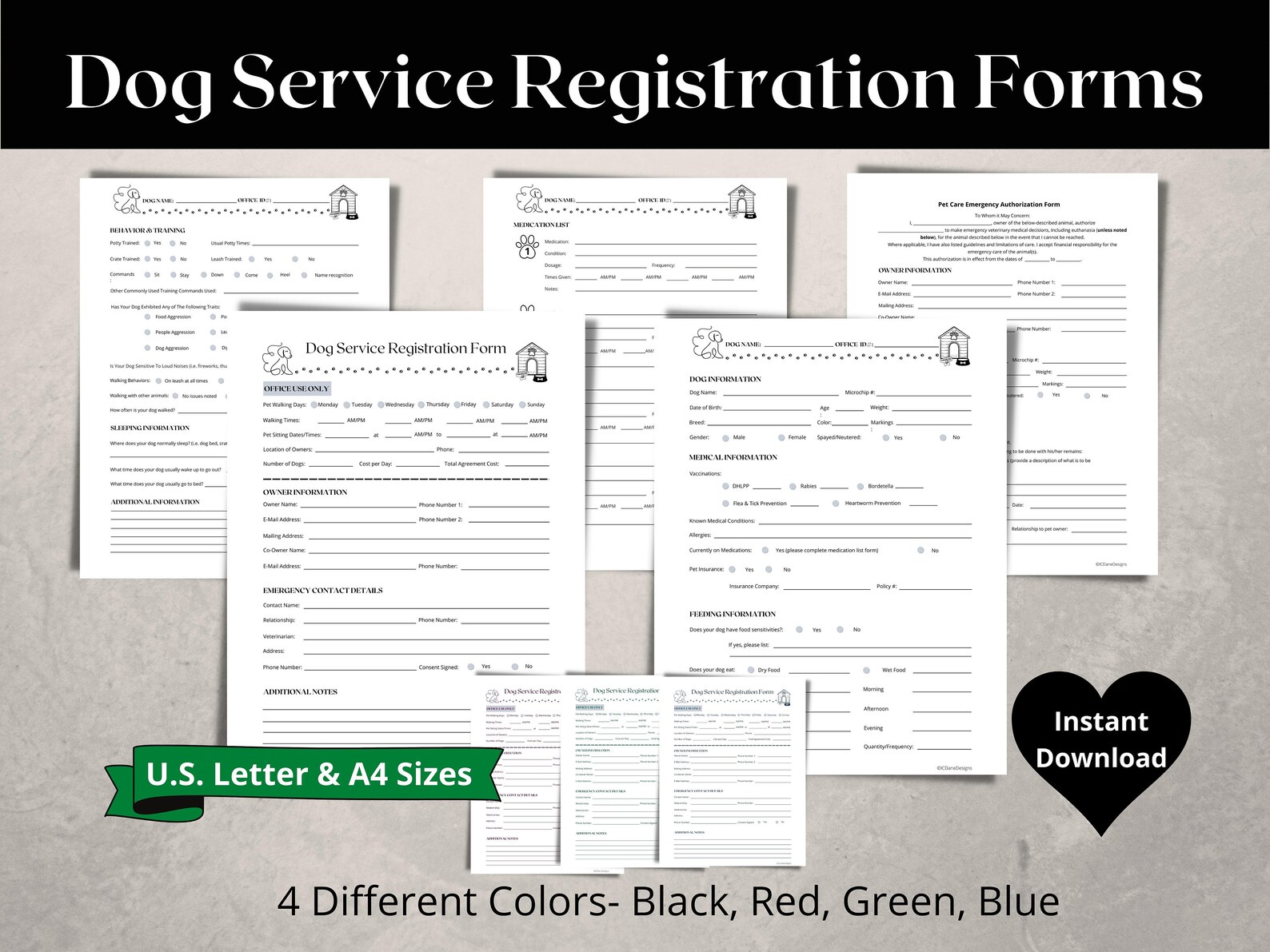 Dog Service Registration Form With Pet Emergency Authorization Form ...