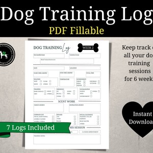 Dog Training Log, Puppy Training Log, Dog Training Planner, Service Dog ...