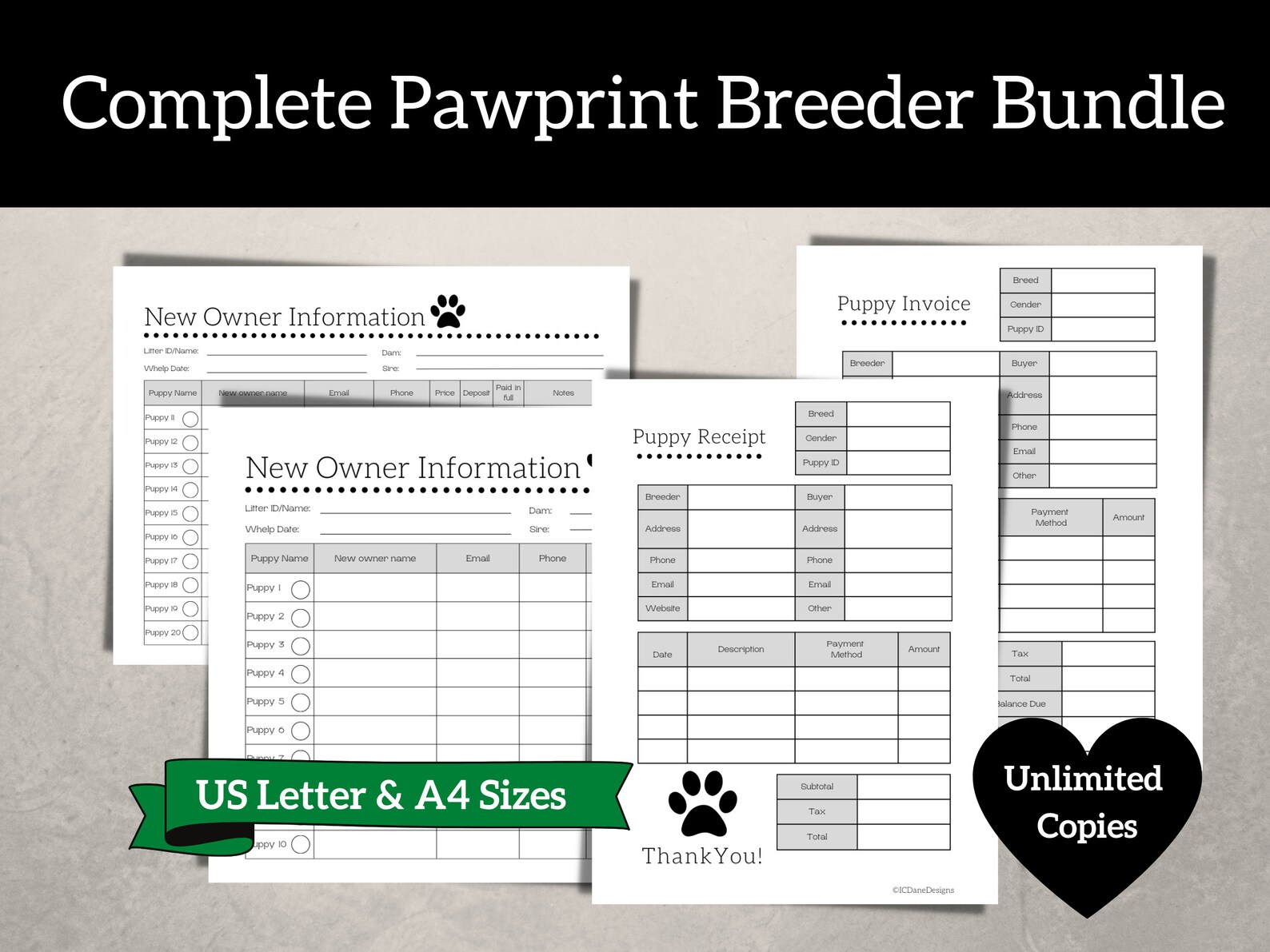 Complete Pawprint Dog Breeder Bundle Breeder Forms Whelping - Etsy