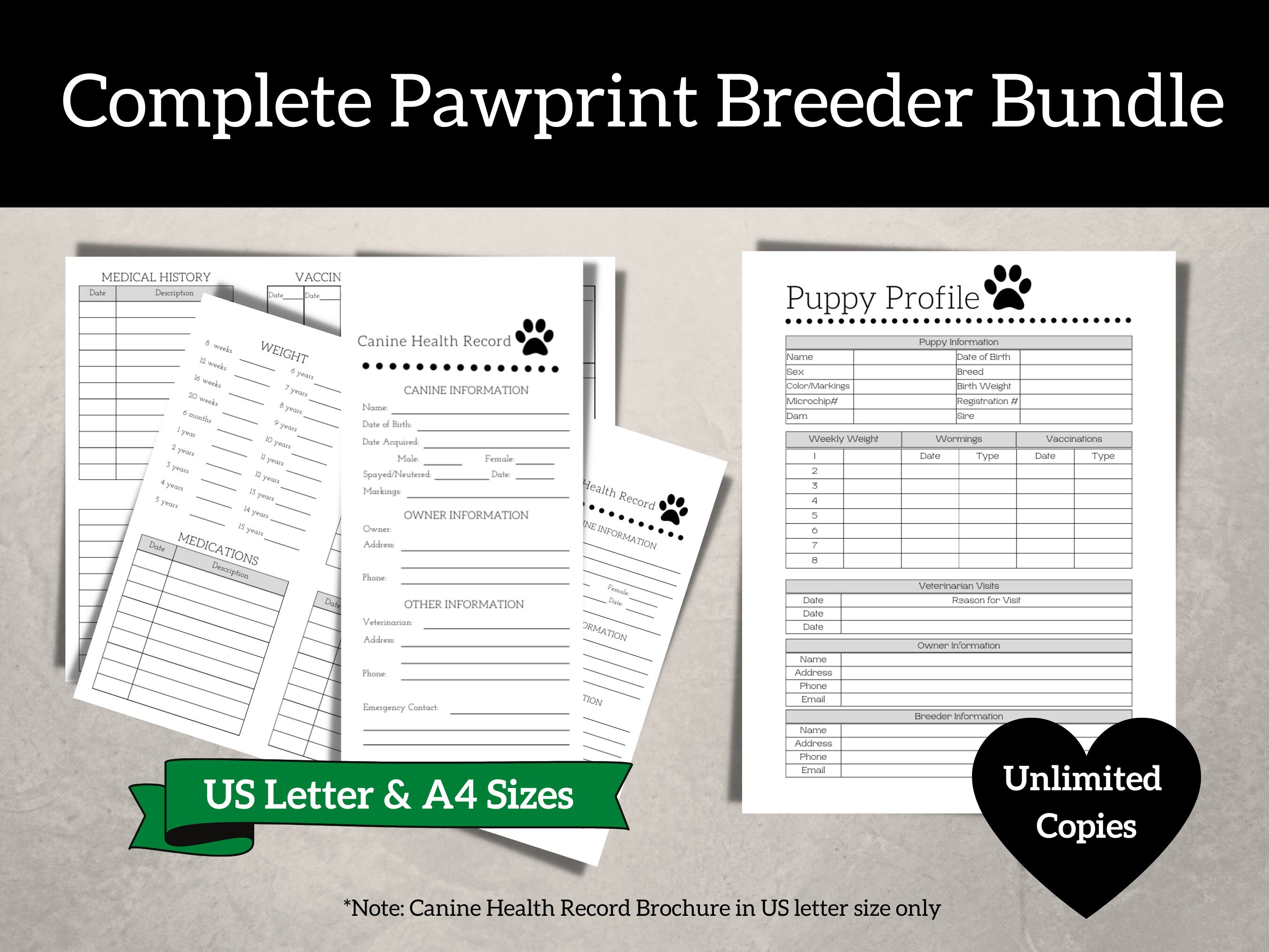 Complete Pawprint Dog Breeder Bundle Breeder Forms Whelping - Etsy