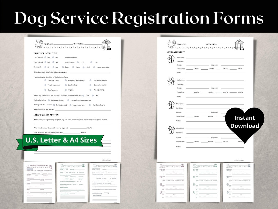 Dog Service Registration Form With Pet Emergency Authorization Form Pet ...