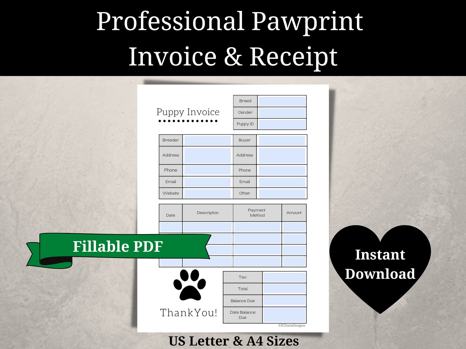 Dog Breeding Invoice and Receipt Dog Business Invoice and Receipt Dog ...