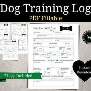Dog Training Log, Puppy Training Log, Dog Training Planner, Service Dog ...