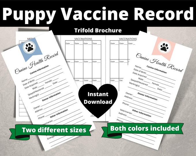 Printable Puppy Vaccination Chart - Etsy