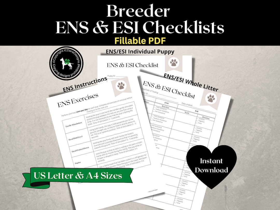 Dog Breeder ENS and ESI Checklist | Early Neurological Stimulation and ...