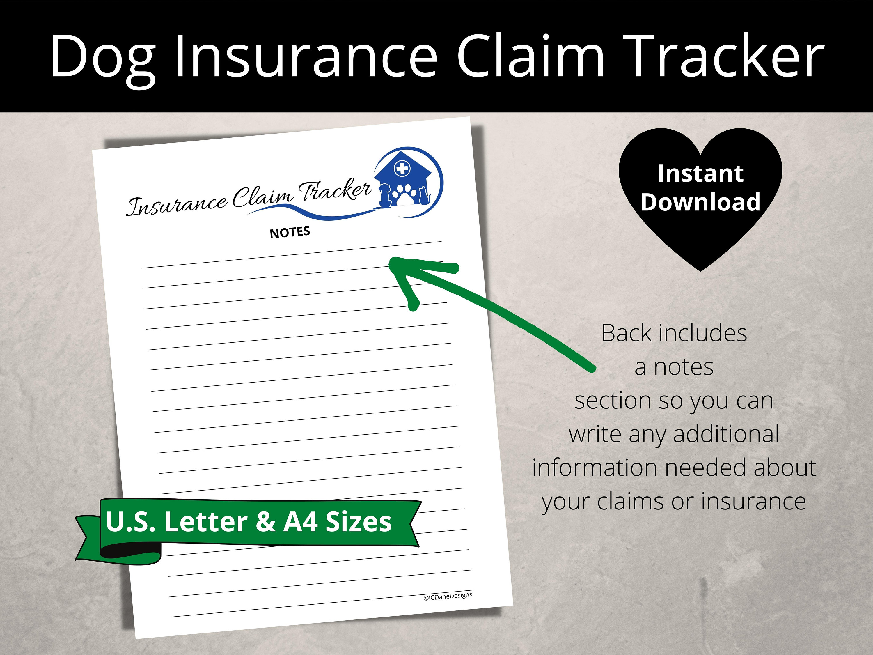 Printable Dog Insurance Claim Tracker| Puppy Insurance Log | Dog ...