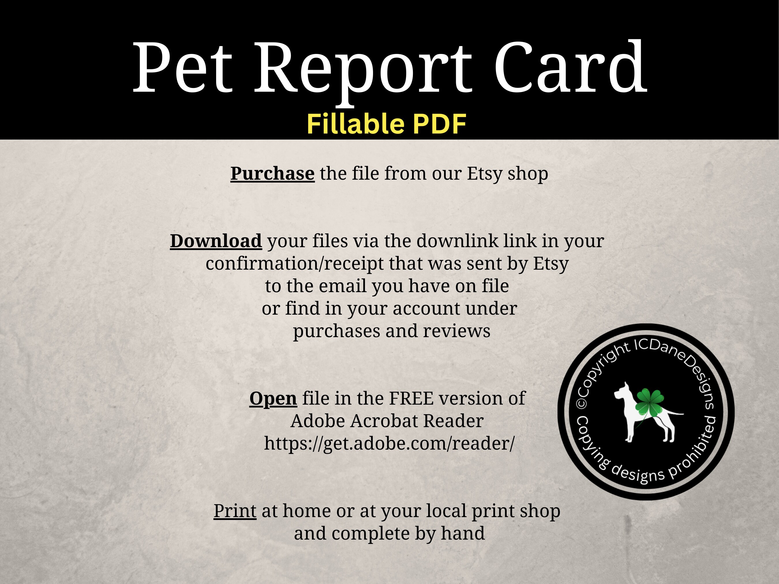 Pet Report Card Template, Dog Report Card, Dog Walking Report Form, Pet ...