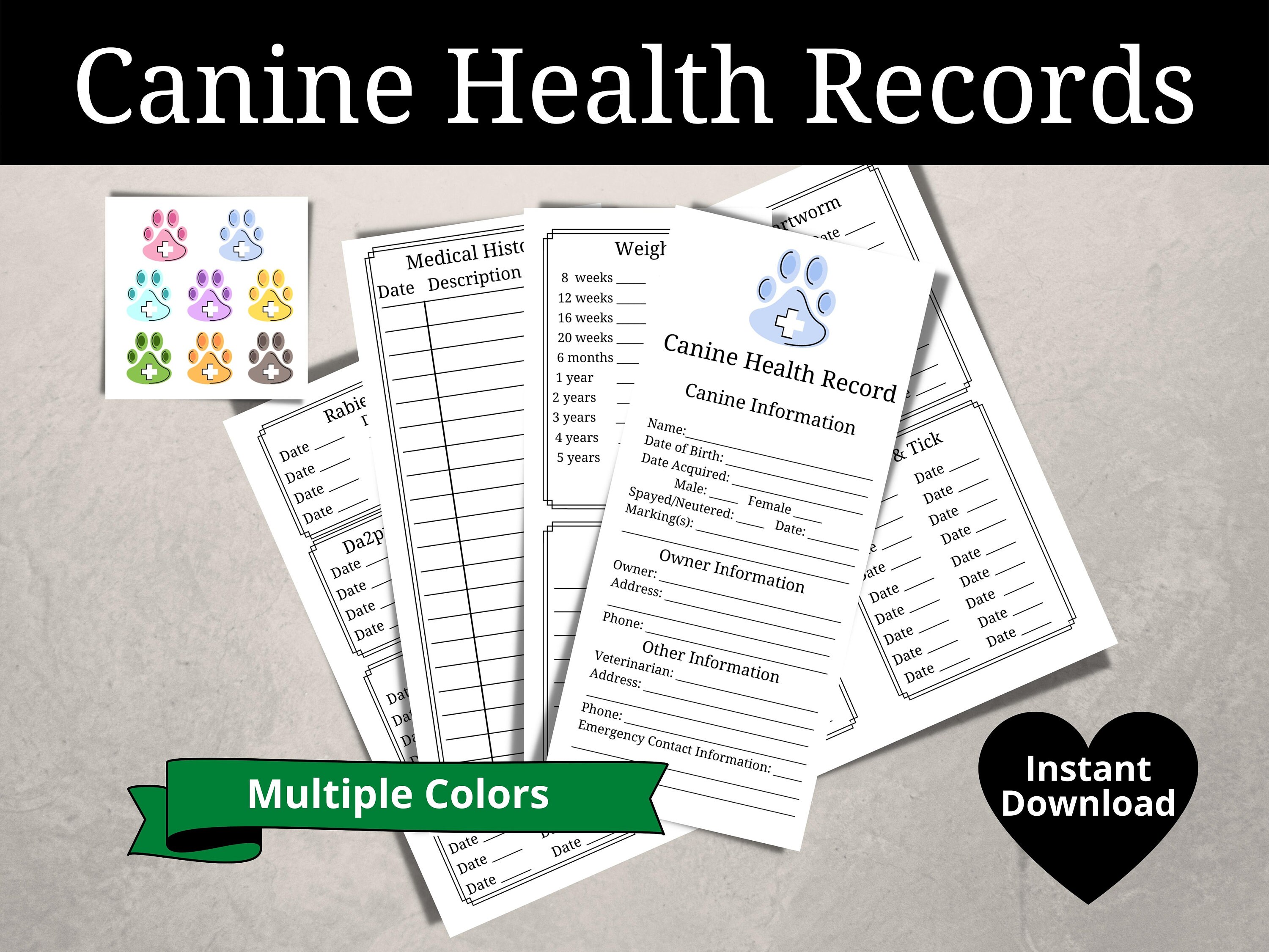 Dog Canine Health Vaccination Record Vet Visit Vet Record - Etsy