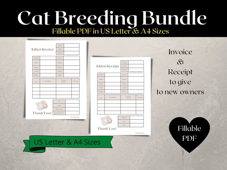 Fillable PDF Cat Breeding Bundlebreeder Forms Queening - Etsy