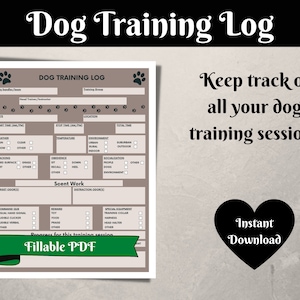 Dog Training Log, Dog Training Planner, Dog Handler Form, Training ...