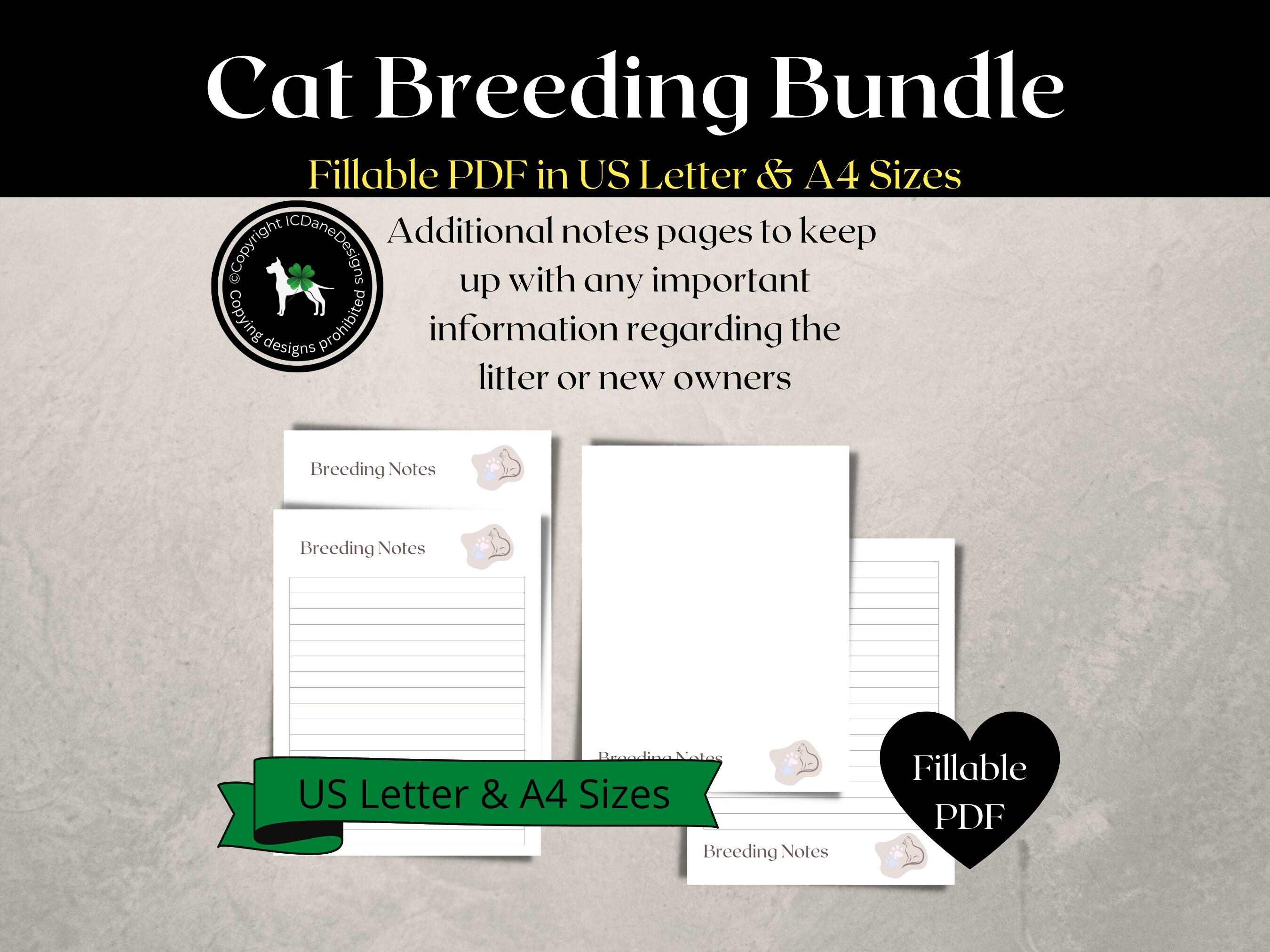Fillable PDF Cat Breeding Bundle,breeder Forms, Queening Charts ...