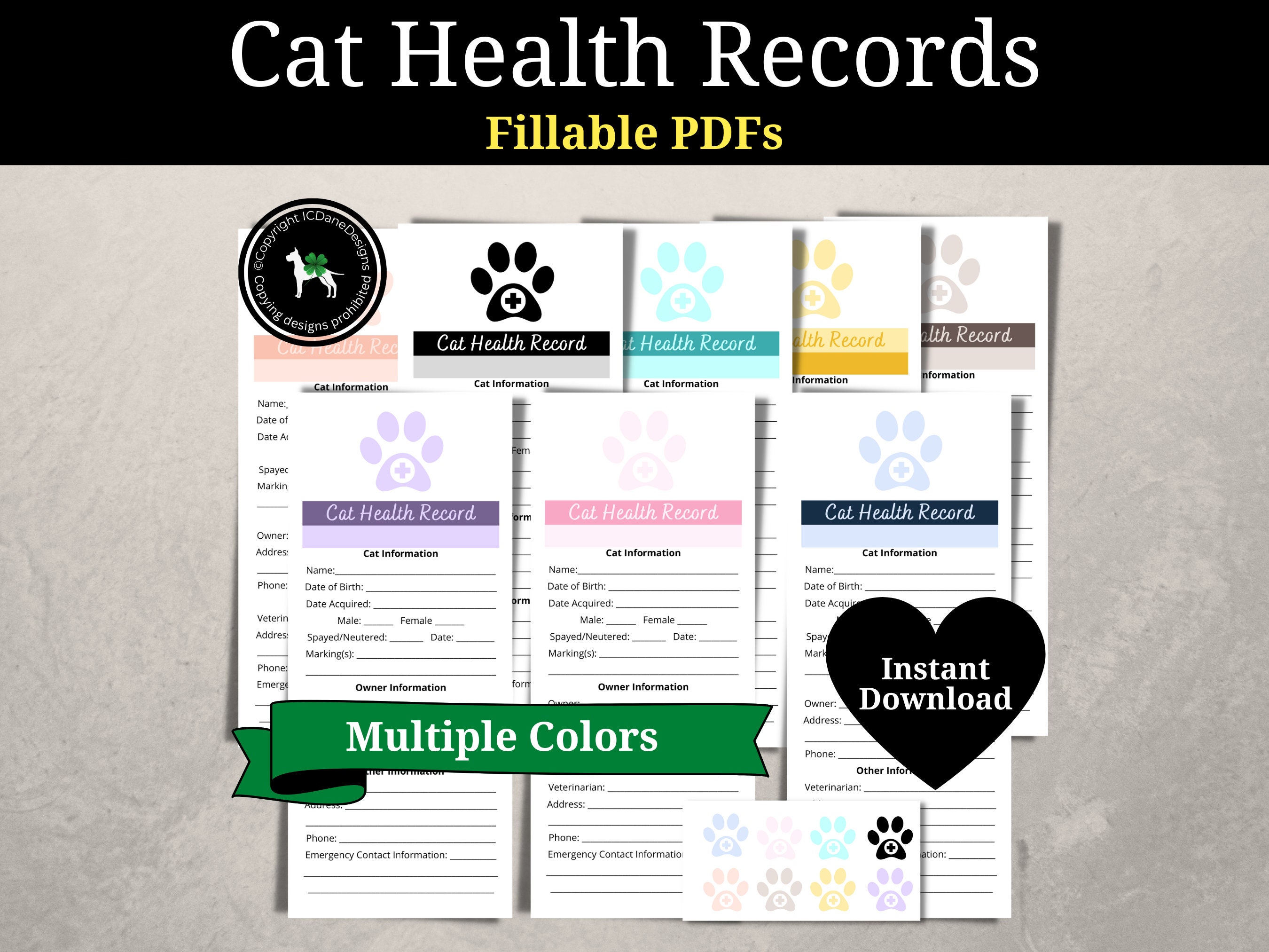 Cat Health Vaccination Record, Vet Visit, Vet Record, Kitten ...