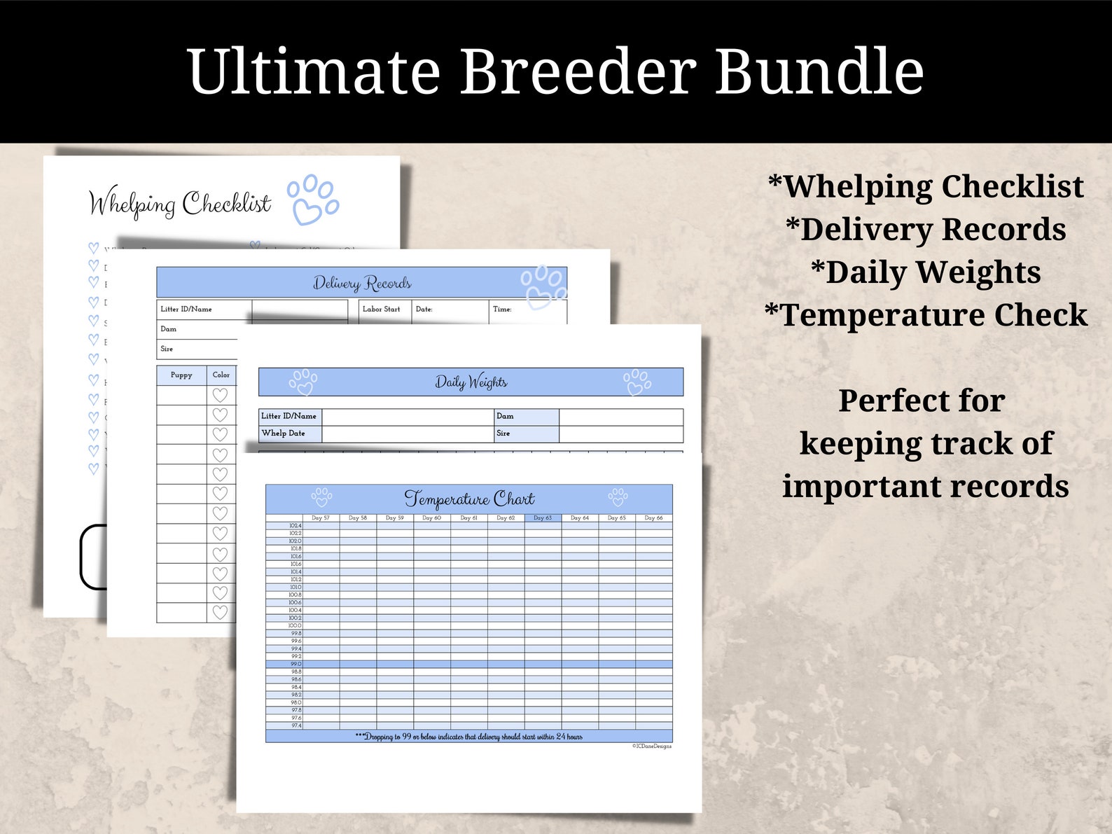 Ultimate Dog Breeders Bundle, Breeder Forms, Whelping Charts, Litter ...