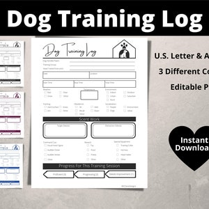 Dog Training Log, Dog Training Planner, Dog Handler Form, Training ...