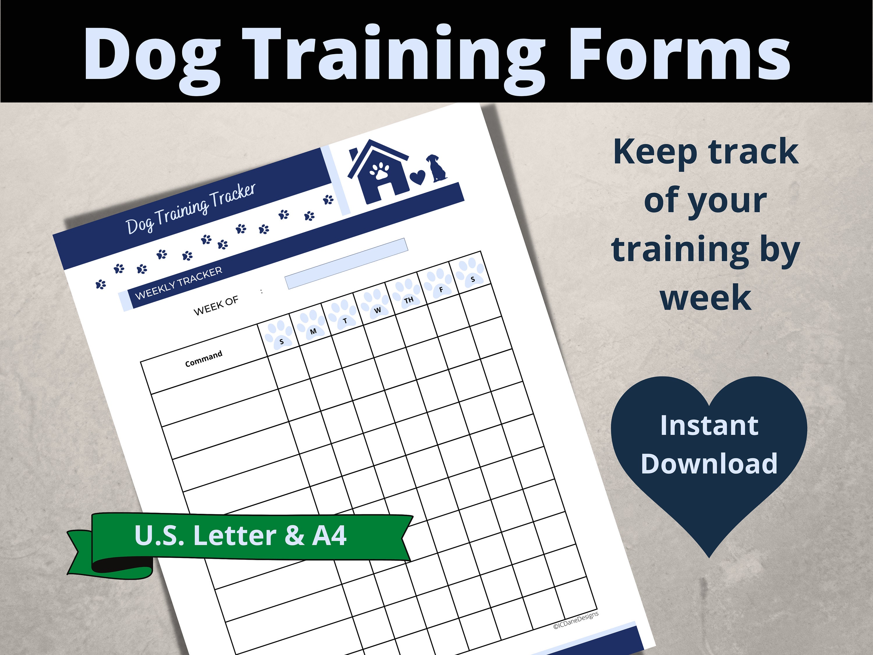 Dog Training Log Dog Obedience Planner Printable PDF U.S. Letter and A4 ...