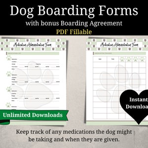 Dog Boarding Registration Form With Agreement (fillable PDF) - Etsy