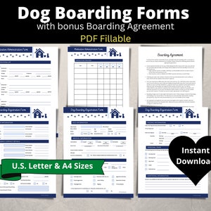Dog Boarding Registration Form, Agreement (fillable PDF) - Etsy