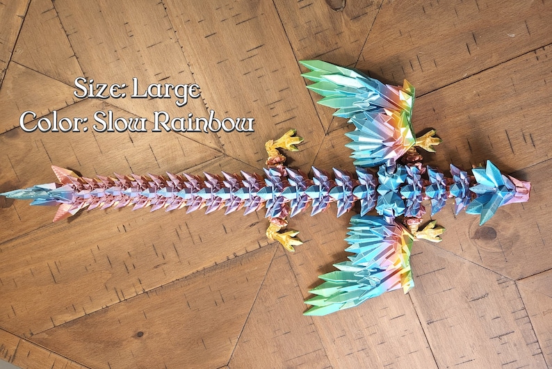 Articulated Crystal Winged Dragon 3D Printed Flexi Fidget - Etsy