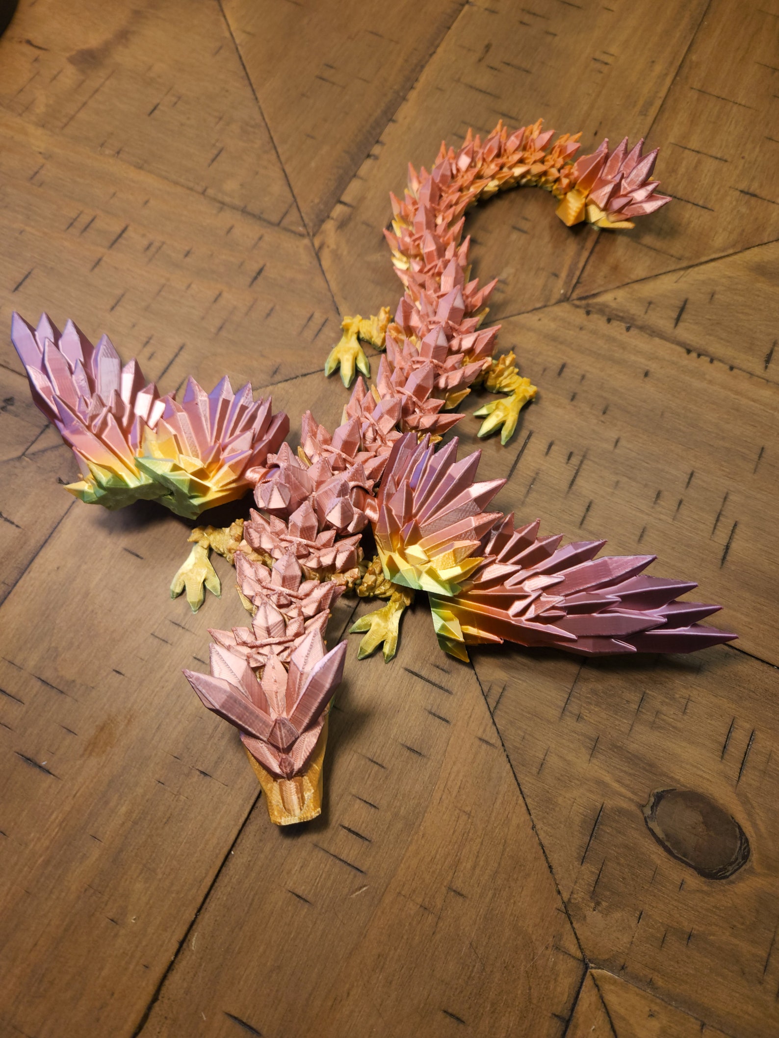 Articulated Crystal Winged Dragon 3D Printed, Flexi, Fidget Toy, Stress ...