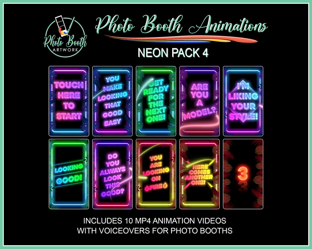 Neon 4 Photo Booth Animation Pack | Portrait Vertical | Magic Mirror ...