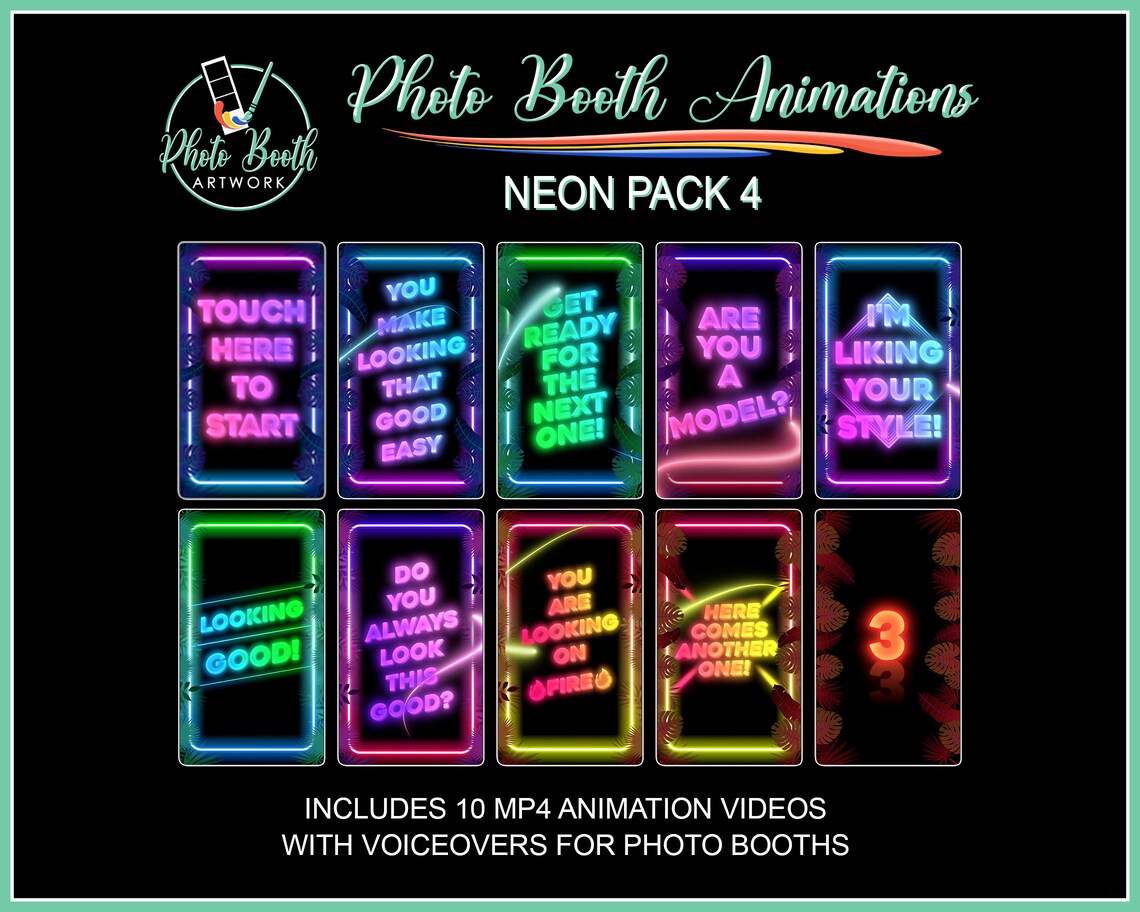Neon 4 Photo Booth Animation Pack | Portrait Vertical | Magic Mirror ...