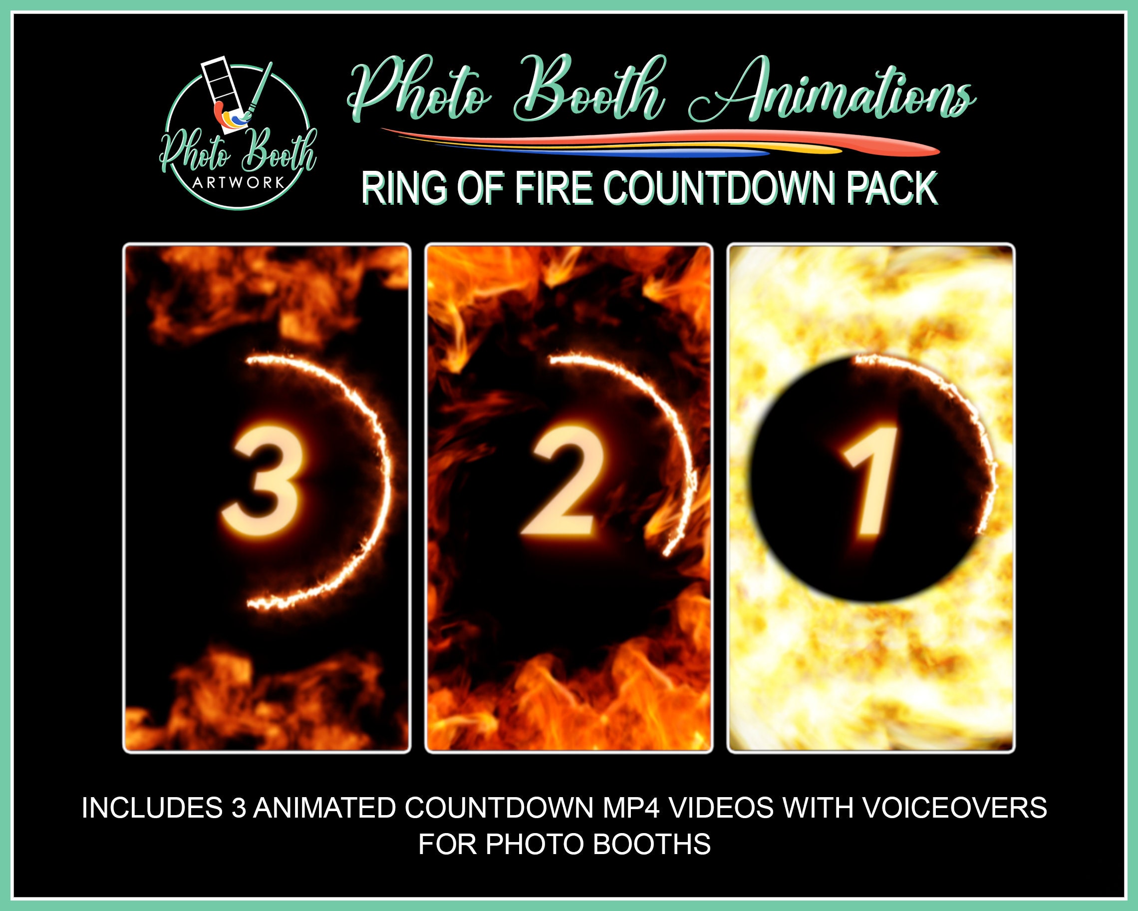 Ring of Fire Countdown Pack Set of 3 Animations for Photo Booths, Mirror Booth, Selfie Stations ...
