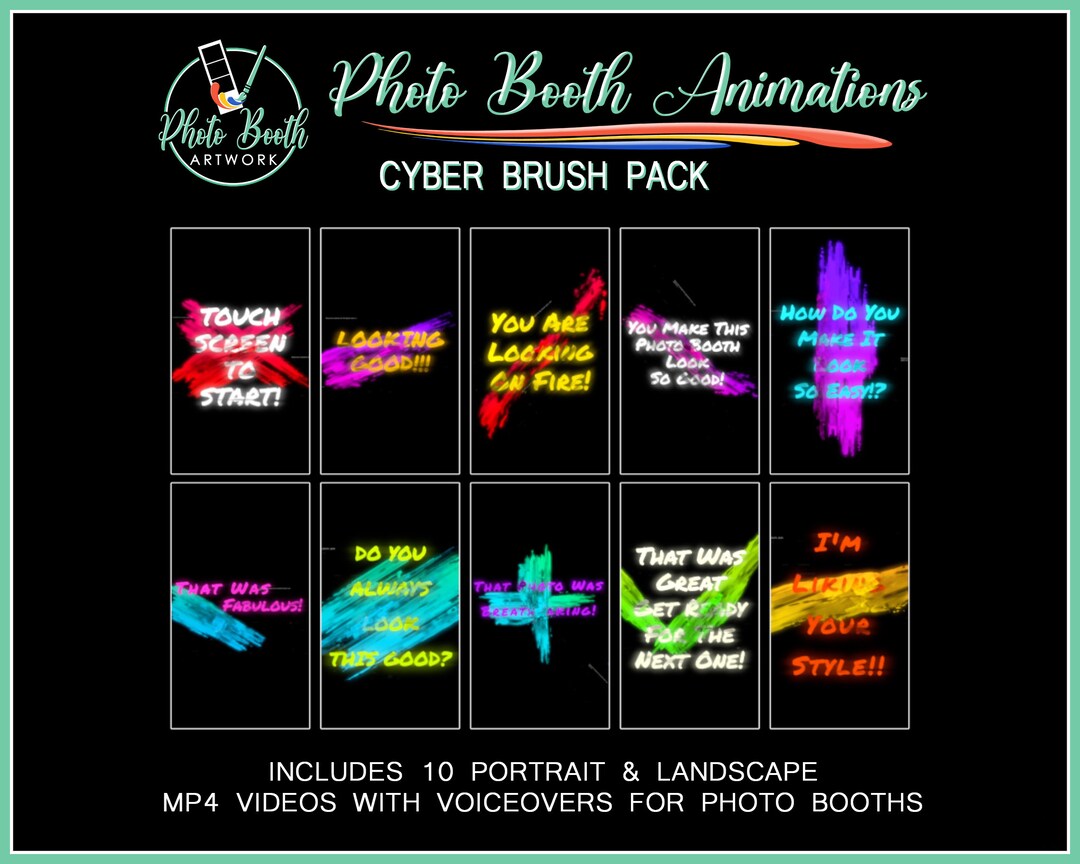 Cyber Brush Photo Booth Animation Pack. Portrait & Landscape. Magic ...