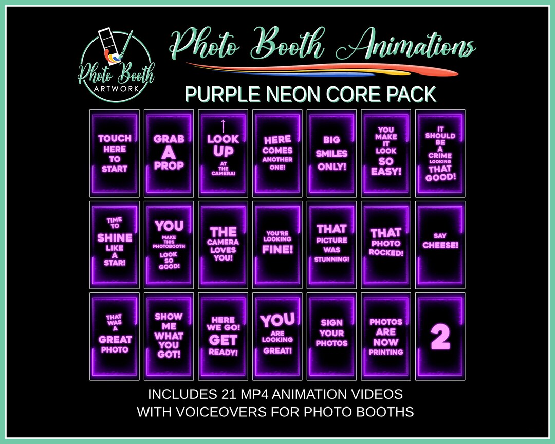 Purple Neon Photo Booth Animation Core Pack | Portrait Vertical | Magic ...