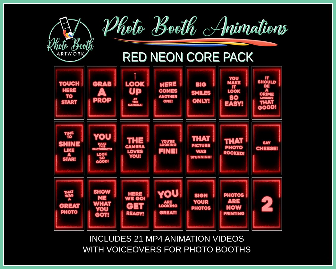 Red Neon Photo Booth Animation Core Pack | Portrait Vertical | Magic ...