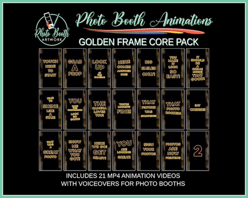 Golden Frame Photo Booth Animations | Modern Voice Over (MP4) - Etsy