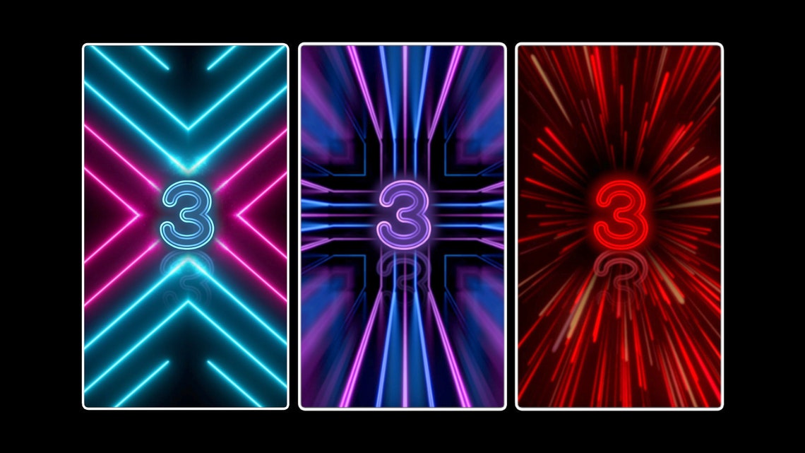 Mega Neon Countdown Pack | Set of 3 Animations for Photo Booths, Mirror Booth, Selfie Stations ...