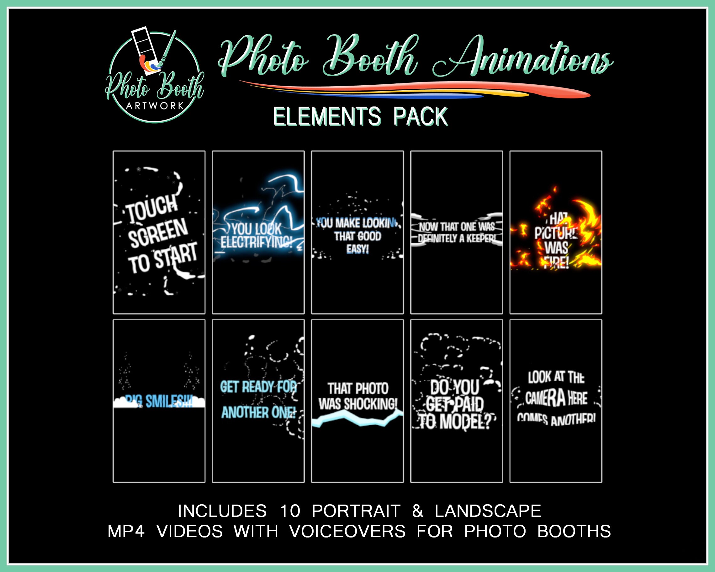 Elements Photo Booth Animation Pack. Portrait & Landscape. Magic Mirror ...