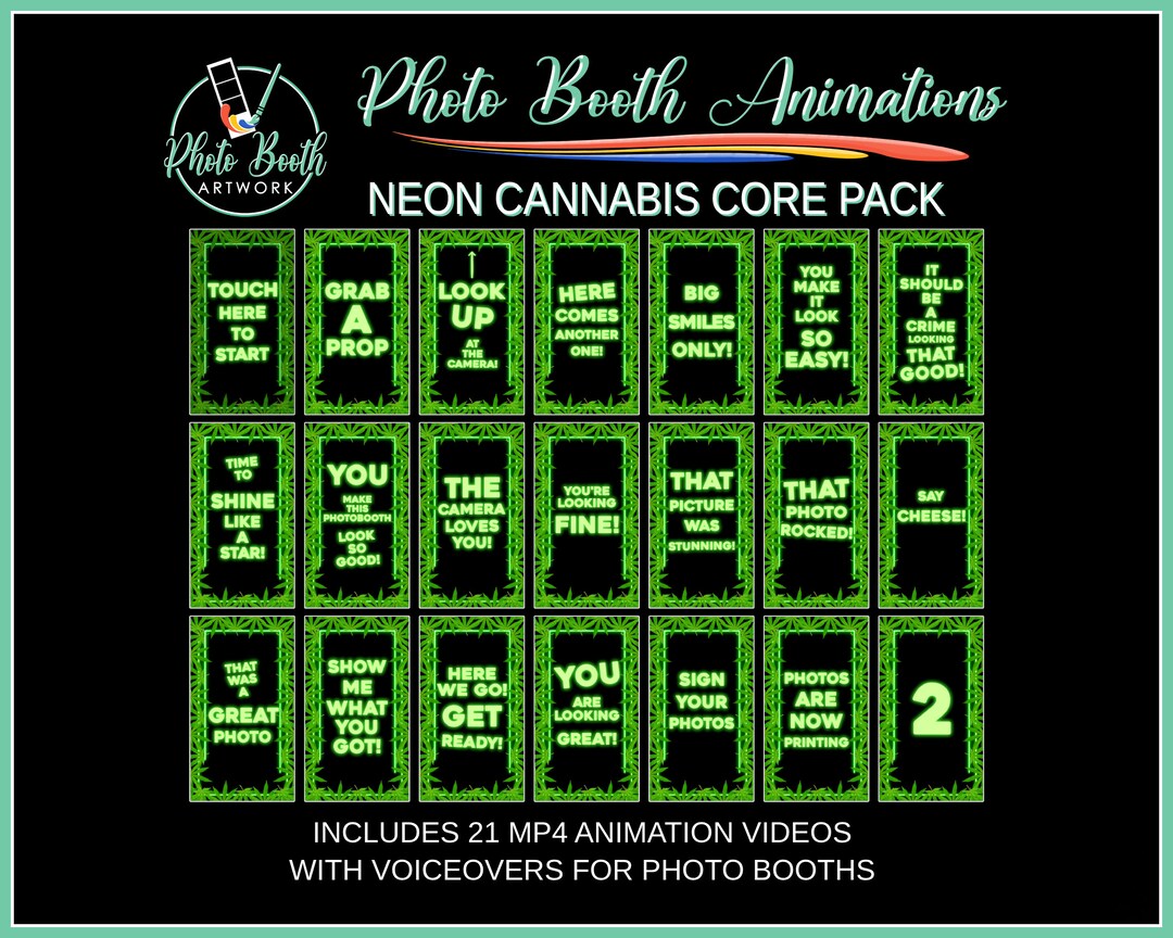 Neon Cannabis Photo Booth Animations | Portrait Vertical (digital ...