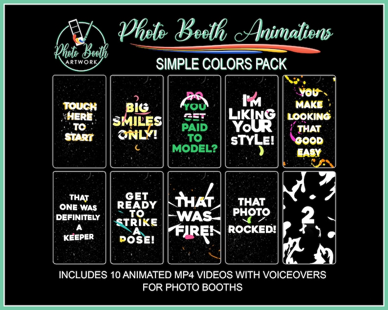 Simple Colors Photo Booth Animation Pack | Portrait Vertical | Magic ...