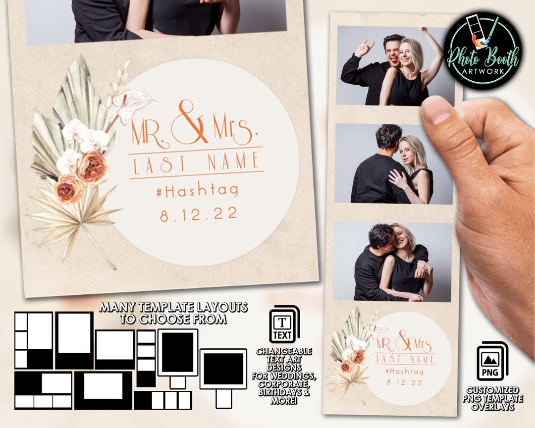 Bohemian Photo Booth Template | Floral Wedding Design (digital Download ...