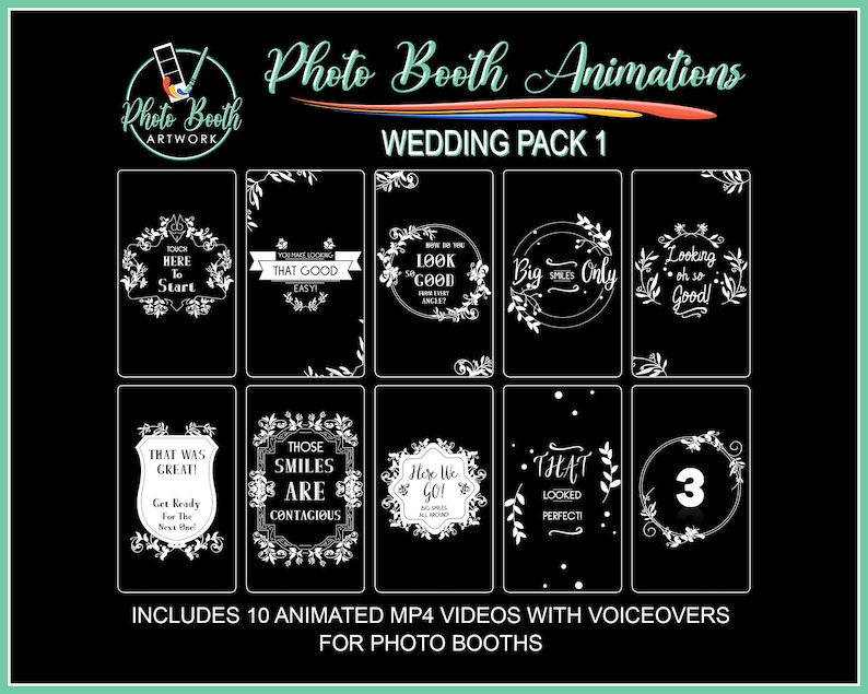 Wedding Photo Booth Animation Pack 1 | Portrait Vertical | Magic Mirror ...