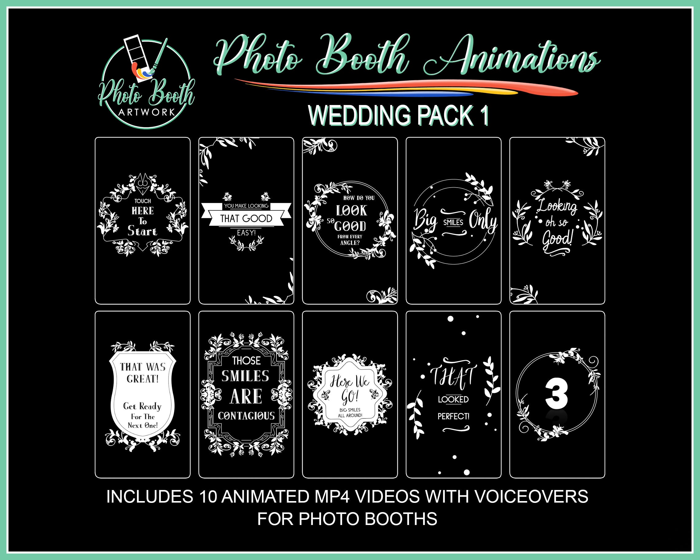 Wedding Photo Booth Animation Pack 1 | Portrait Vertical | Magic Mirror ...