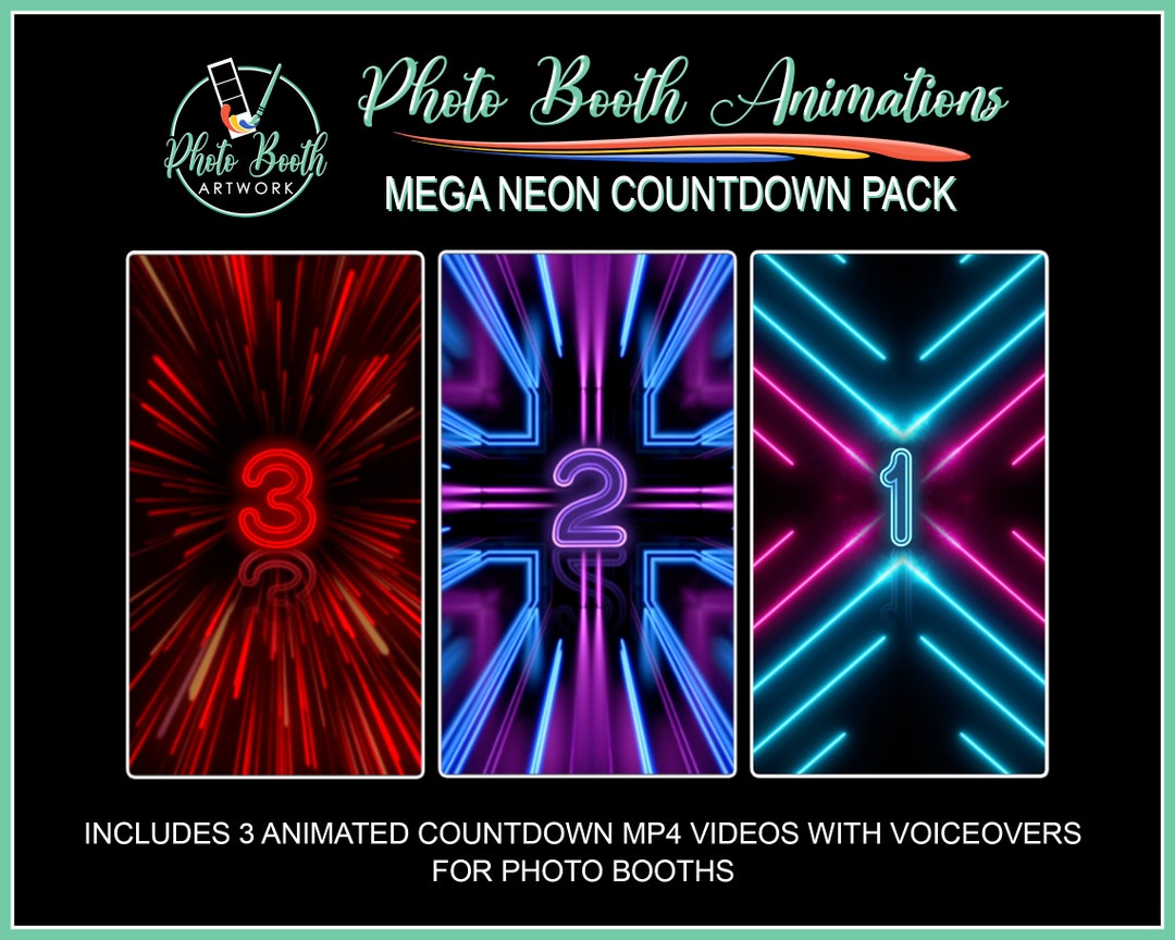 Mega Neon Countdown Pack | Set of 3 Animations for Photo Booths, Mirror ...
