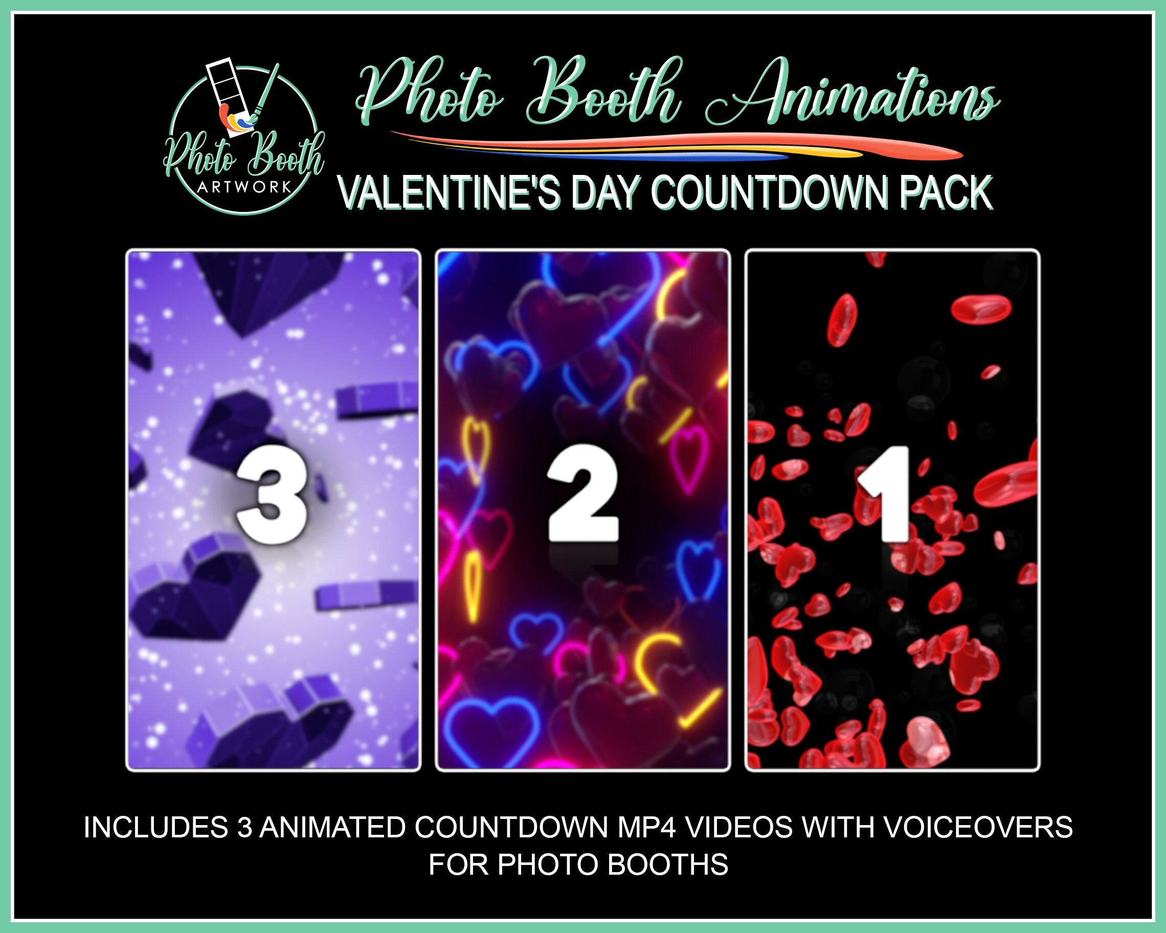 Valentine's Day Countdown Pack | Set of 3 Animations for Photo Booths ...