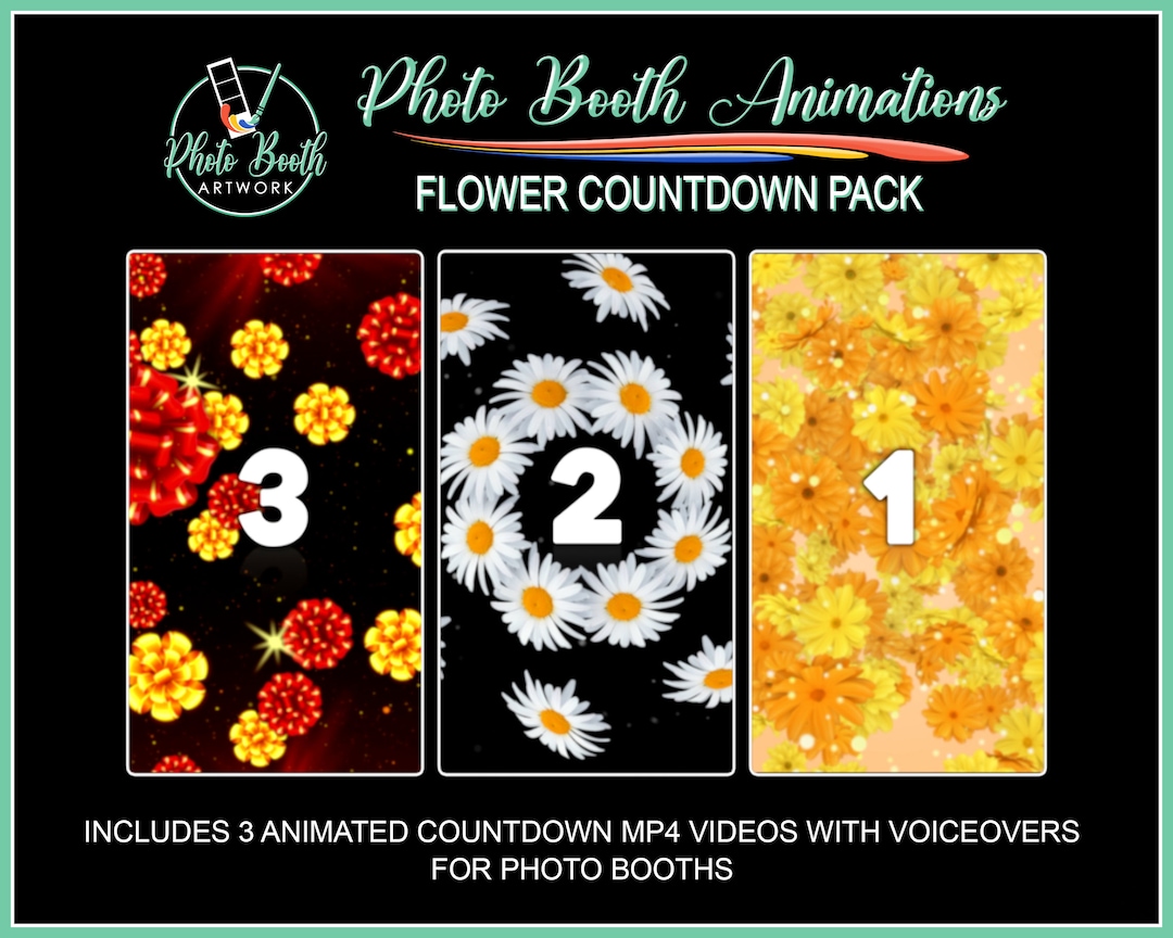 Flower Countdown Pack | Set of 3 Animations for Photo Booths, Mirror ...