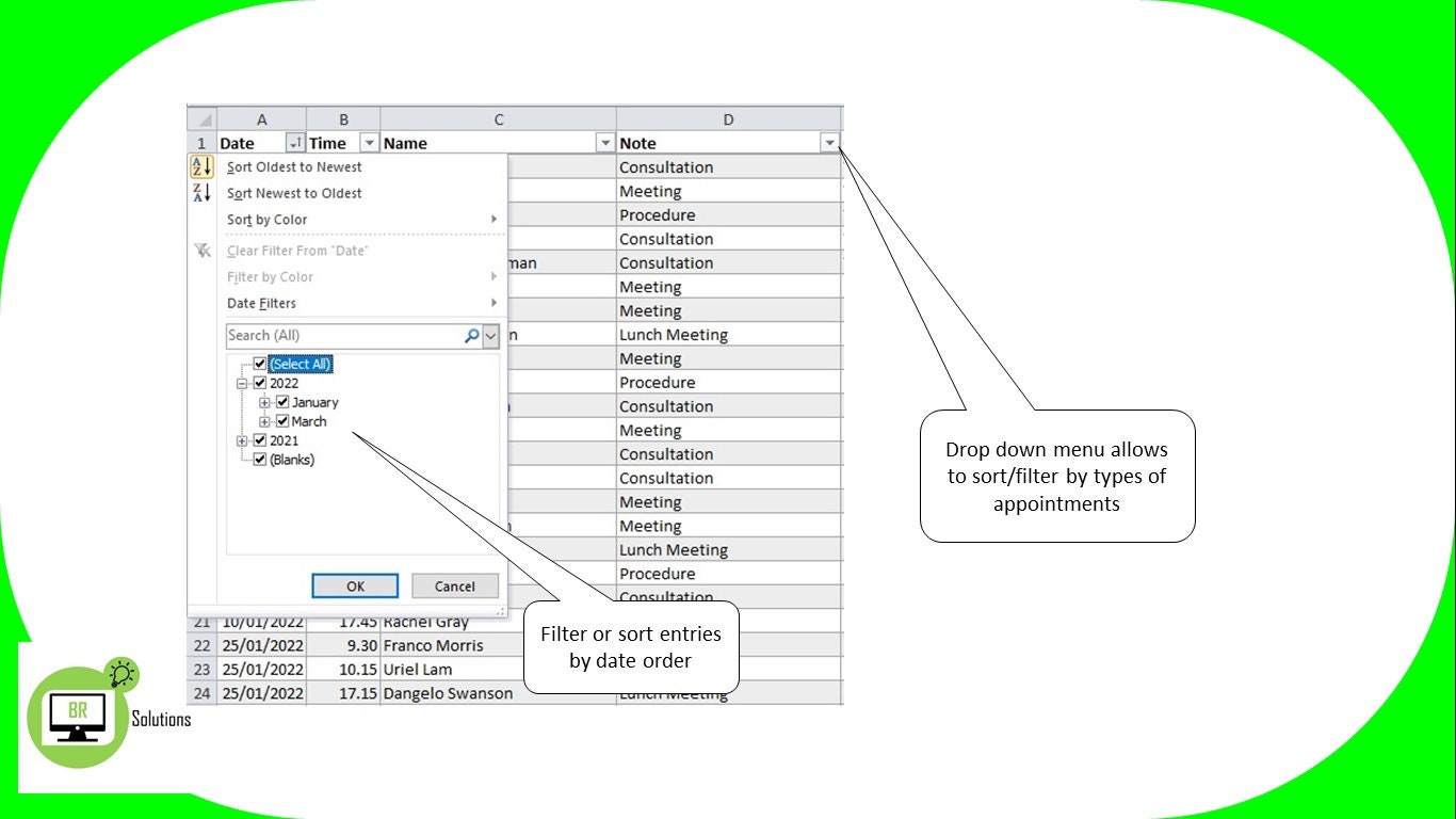 Appointment Planner Excel Template for Small Businesses - Etsy