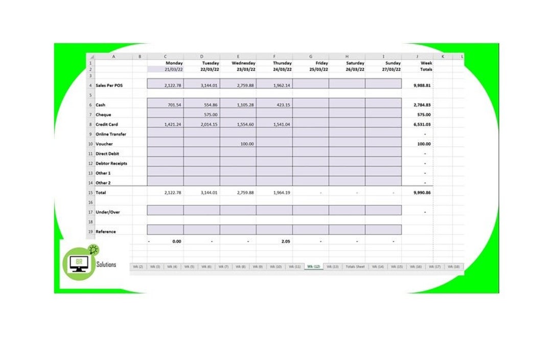 Lodgement & Takings Tracker Excel Template for Small Businesses - Etsy