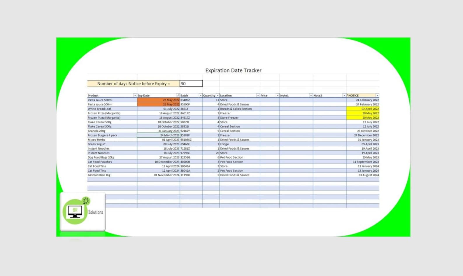Expiration Date Tracker Excel Template for Small Businesses - Etsy