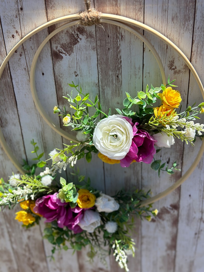Minimalist Hoop Wreath, Double Embroidery Hoops, Wall Hanging ...