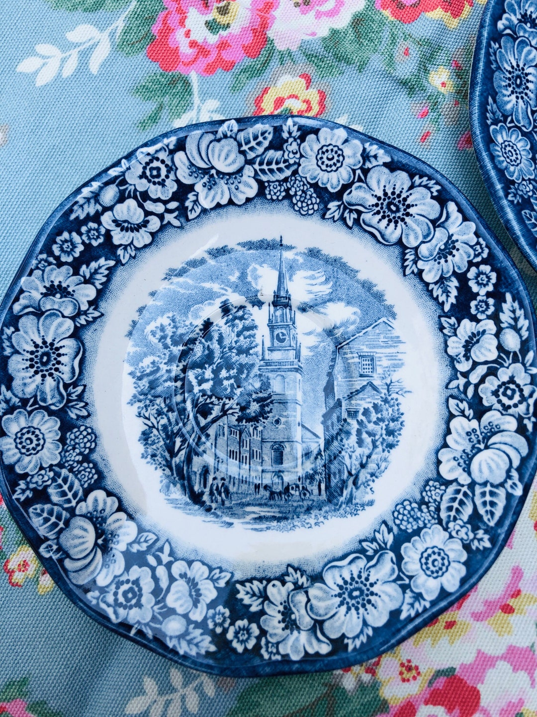 Liberty Blue Historic Colonial Scenes Old North Church Saucers - Etsy